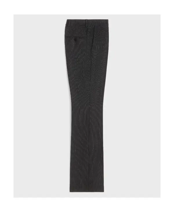 Celine Flared Cropped Pants In Striped Flannel