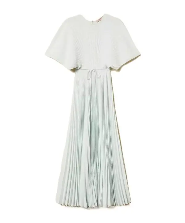 TWINSET Crêpe De Chine Maxi Dress With Pleated Skirt - No