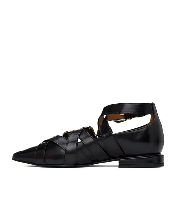Toga Buckled Pointed Toe Loafers - Black