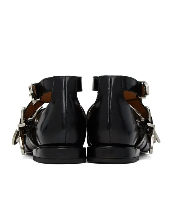Toga Buckled Pointed Toe Loafers - Black