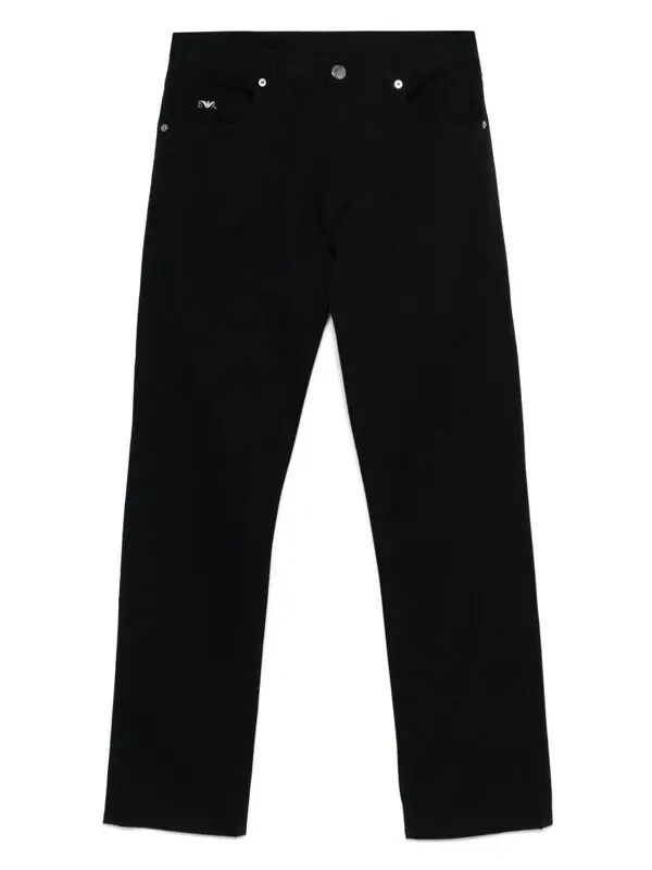 Emporio Armani Logo Plaque Slim Fit Jeans - Black
