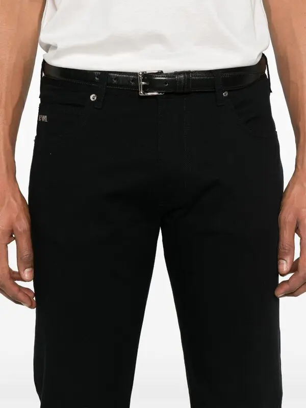 Emporio Armani Slim Fit Jeans With Logo Plaque