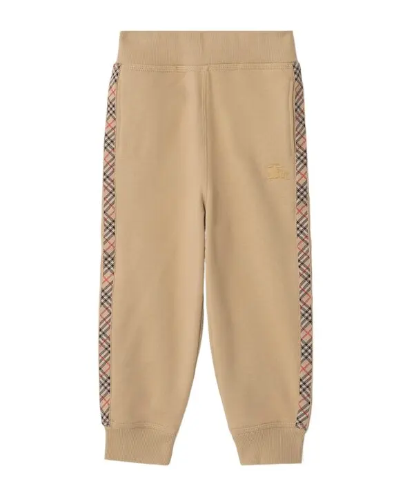 Burberry Check Trim Cotton Jogging Pants - Sand-colored