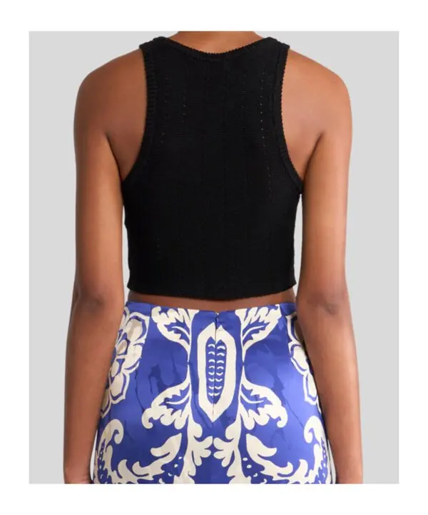 Etro Ribbed Knit Sleeveless Cropped Top