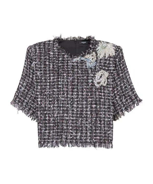 Balmain Appliqué Tweed T-shirt