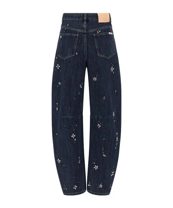 SELF-PORTRAIT Embellished Barrel Leg Jeans