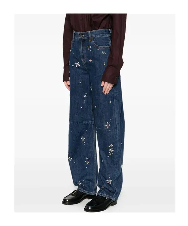 SELF-PORTRAIT Embellished Barrel Leg Jeans