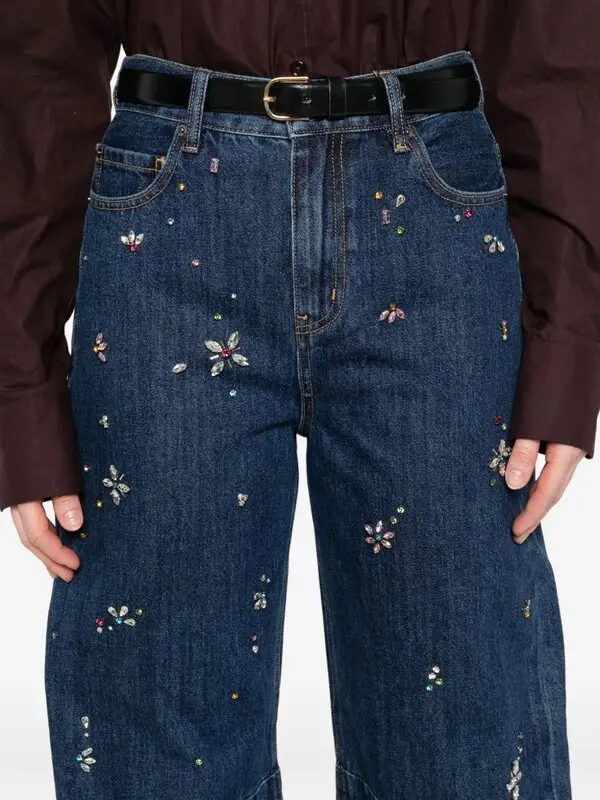 SELF-PORTRAIT Embellished Barrel Leg Jeans