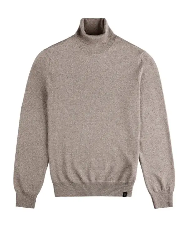FAY Turtleneck Knitwear With Logo Label - Brown
