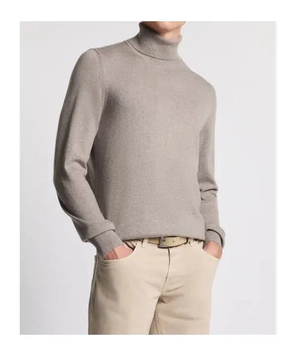 FAY Turtleneck Knitwear With Logo Label - Brown