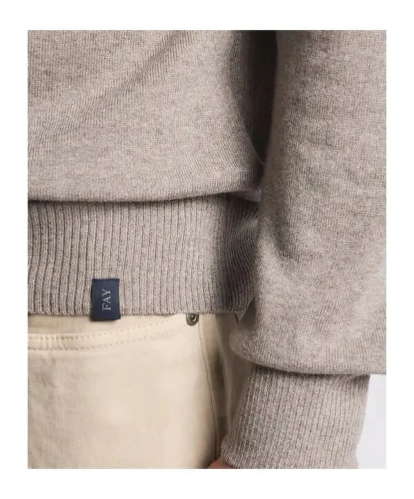 FAY Turtleneck Knitwear With Logo Label - Brown