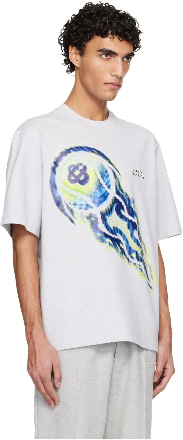 Casablanca Flaming Tennis Ball Oversized Crewneck T-shirt - Grey