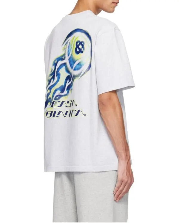 Casablanca Flaming Tennis Ball Oversized Crewneck T-shirt - Grey