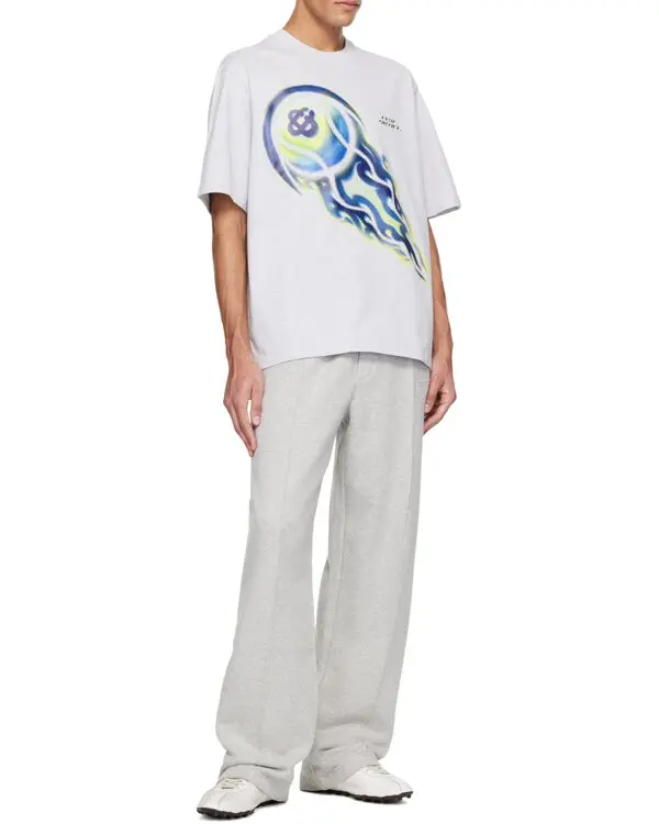 Casablanca Flaming Tennis Ball Oversized Crewneck T-shirt - Grey