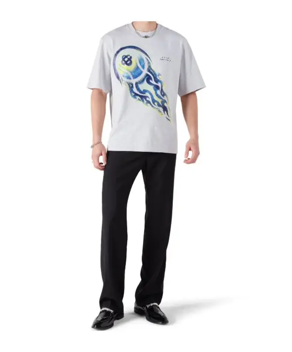 Casablanca Flaming Tennis Ball Oversized Crewneck T-shirt - Grey