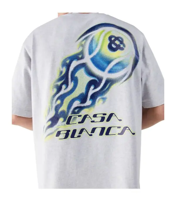Casablanca Flaming Tennis Ball Oversized Crewneck T-shirt - Grey