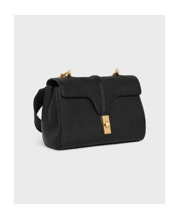 Celine Teen Soft 16 Bag In Grained Calfskin - Black