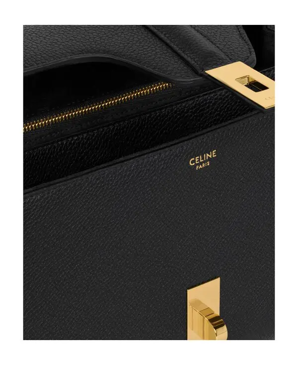 Celine Teen Soft 16 Bag In Grained Calfskin - Black