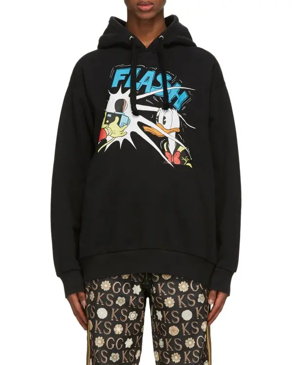 Gucci X Disney Donald Duck Printed Hoodie - Black