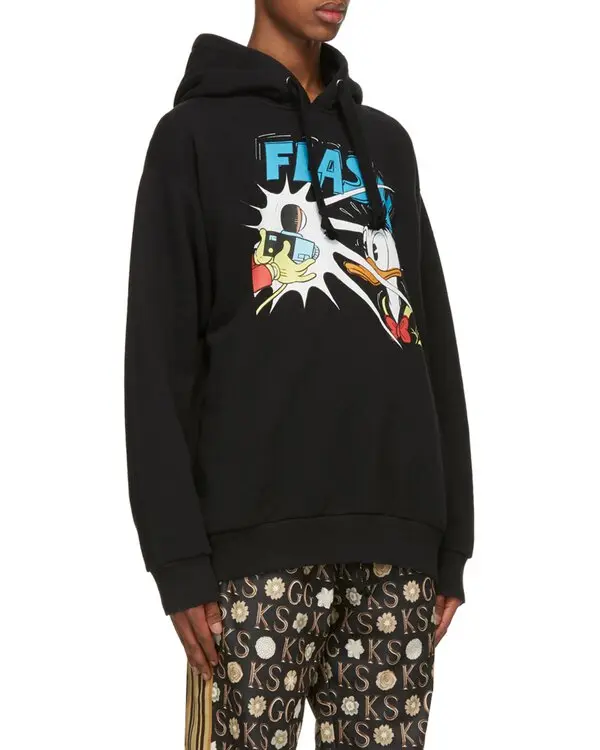 Gucci X Disney Donald Duck Printed Hoodie - Black