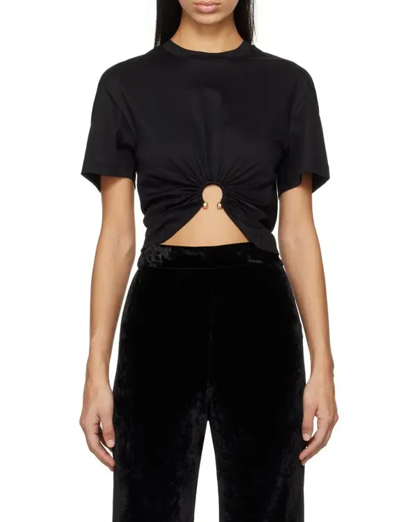 Rabanne Ring Detail Cropped T-shirt - Black
