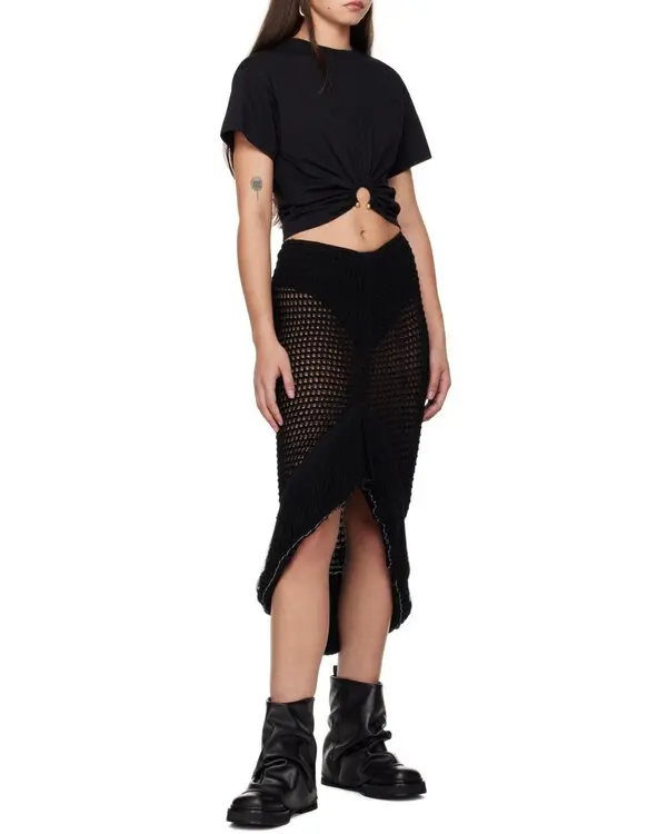 Rabanne Ring Detail Cropped T-shirt - Black