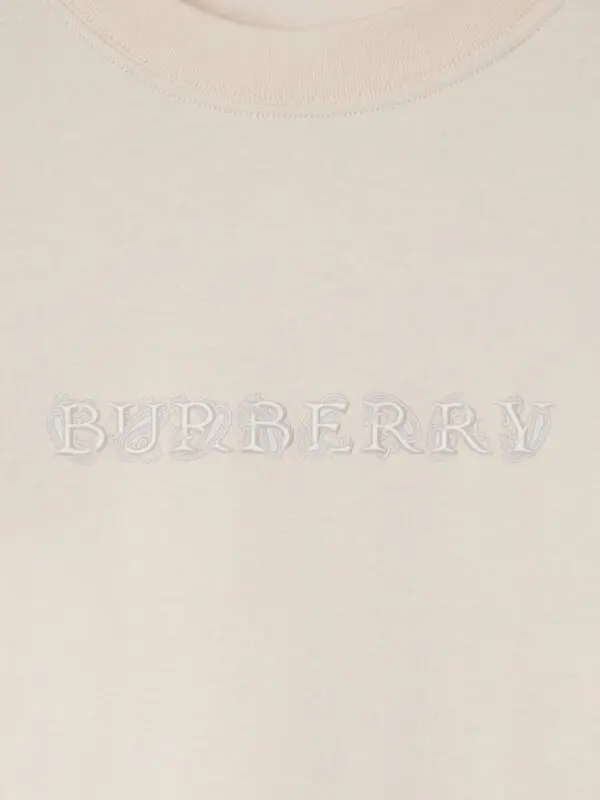Burberry Logo Embroidered Crewneck T-shirt - Tundra