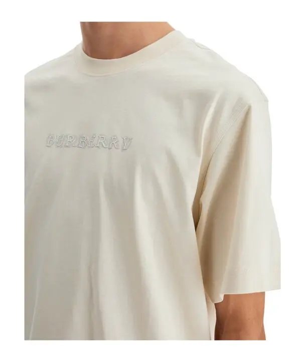 Burberry Logo Embroidered Crewneck T-shirt - Tundra