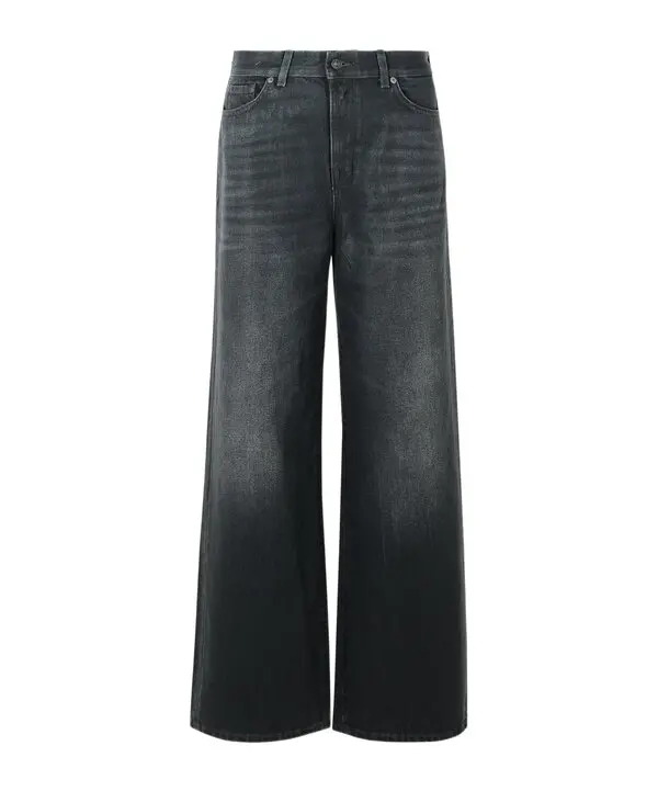 7 For All Mankind Wide Leg Jeans - Black
