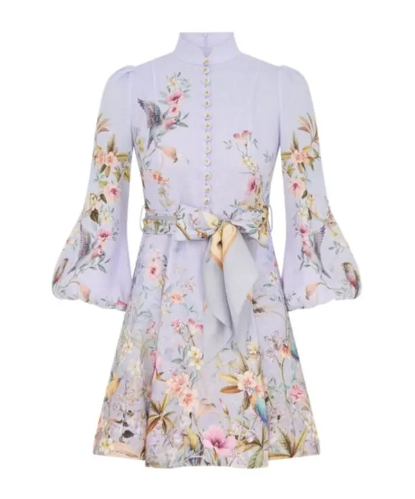 Zimmermann Rebellion Button Mini Dress - Blue Aviary