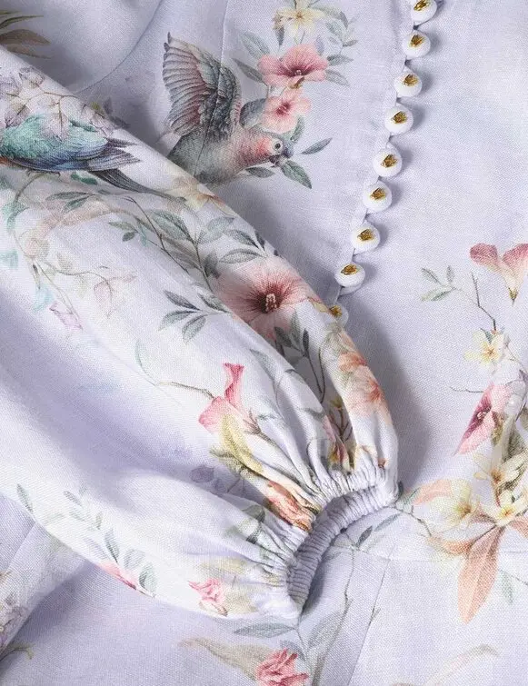 Zimmermann Rebellion Button Mini Dress - Blue Aviary