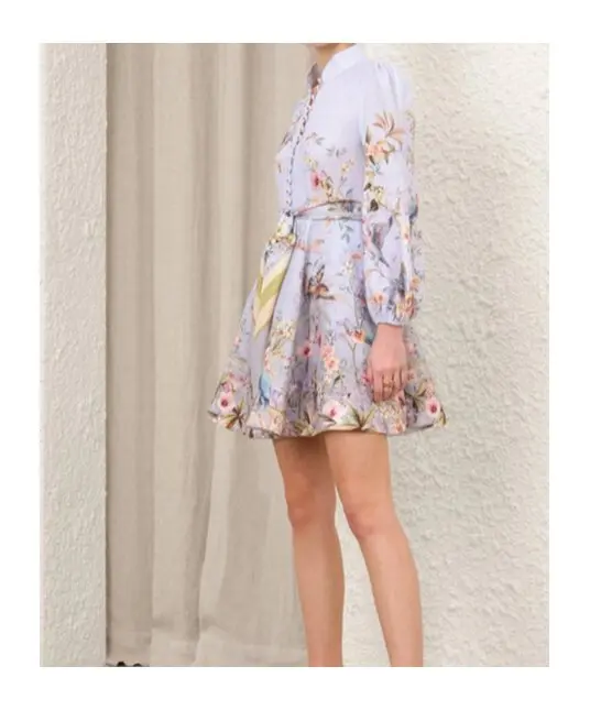 Zimmermann Rebellion Button Mini Dress - Blue Aviary