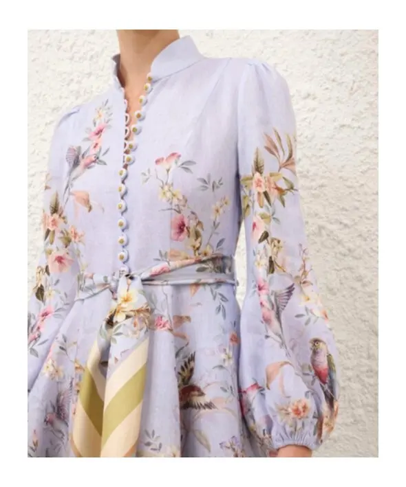 Zimmermann Rebellion Button Mini Dress - Blue Aviary