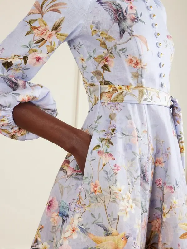 Zimmermann Rebellion Button Mini Dress - Blue Aviary