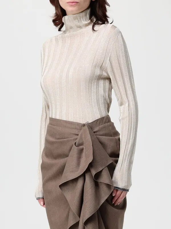 Fabiana Filippi Lurex Ribbed Turtleneck Jumper - Nude