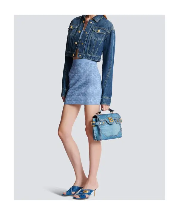 Balmain Monogrammed Ribbed Mini Skirt