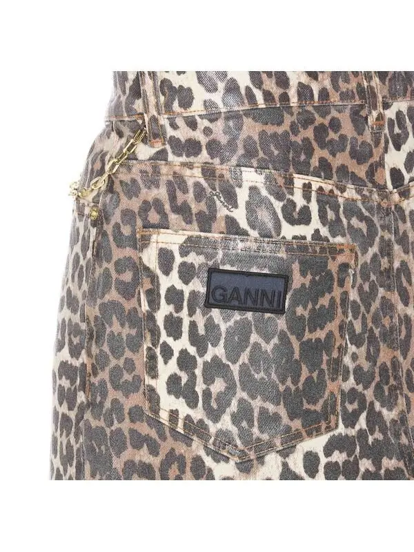 GANNI Print Denim Mini Skirt