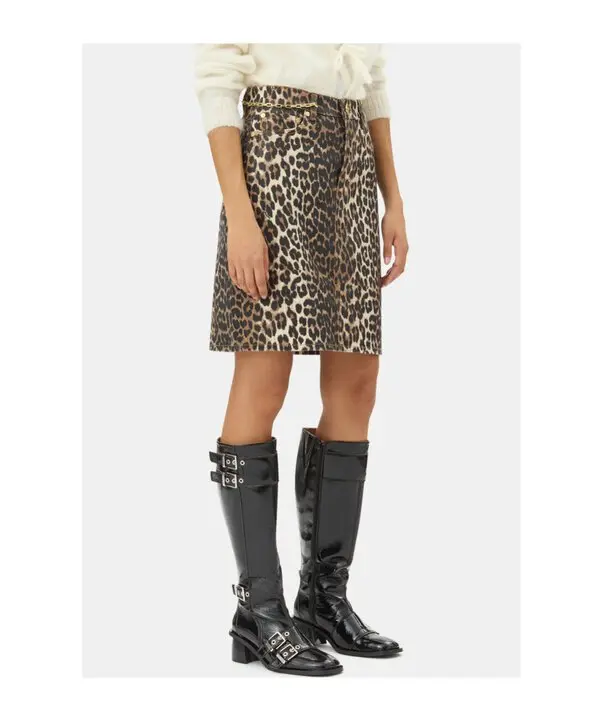 GANNI Print Denim Mini Skirt
