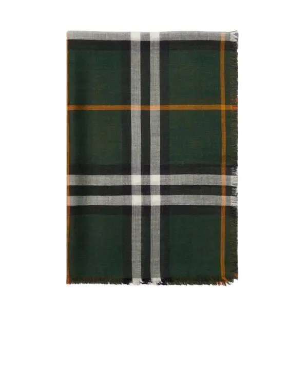 Burberry Raw-cut Checked Scarf - Black