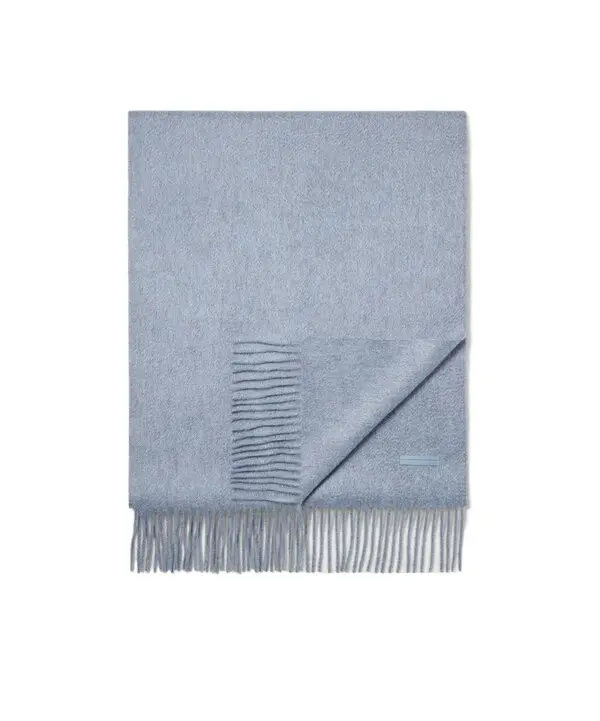 Zegna Fringed Knitted Scarf - Light Blue