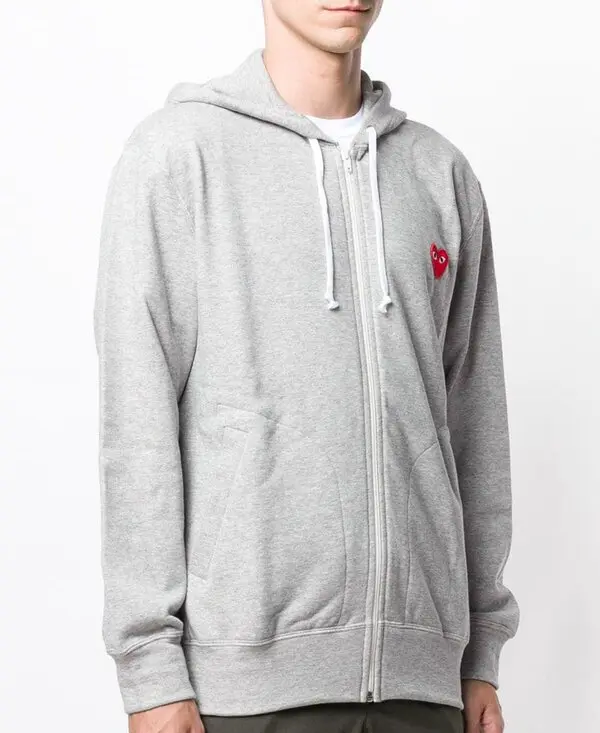 Play Comme Des Garcon Zip-up Heart Logo Hoodie