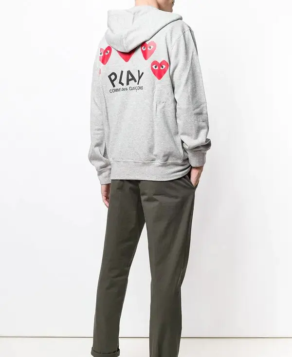 Play Comme Des Garcon Zip-up Heart Logo Hoodie