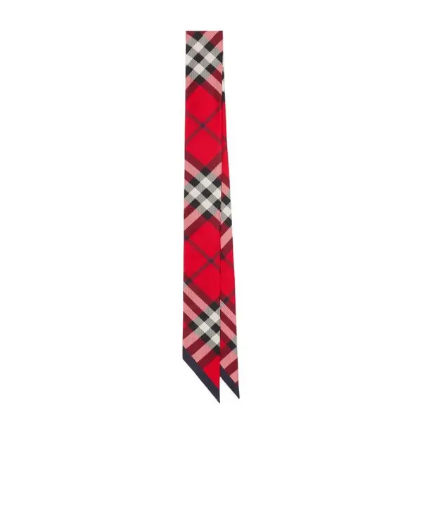 Burberry Check Pattern Silk Scarf - Red
