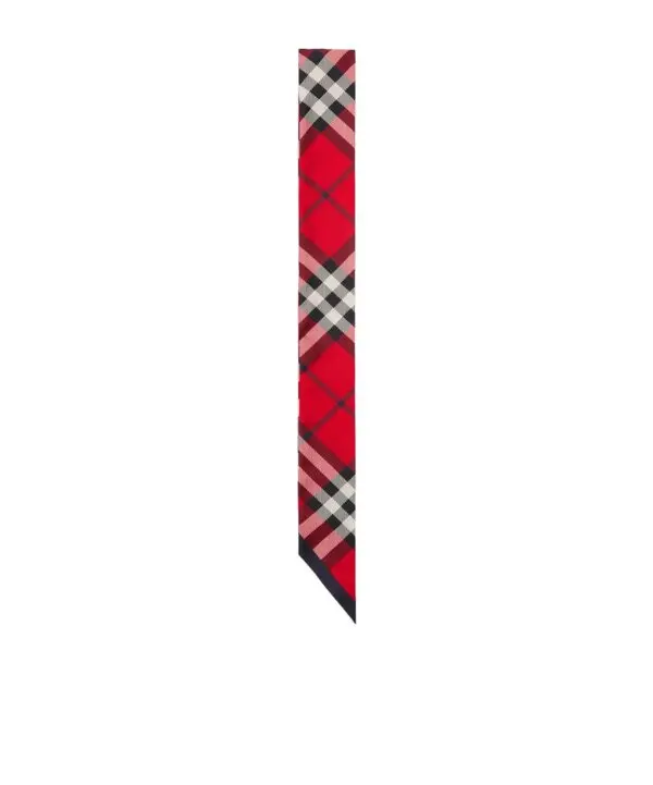 Burberry Check Pattern Silk Scarf - Red