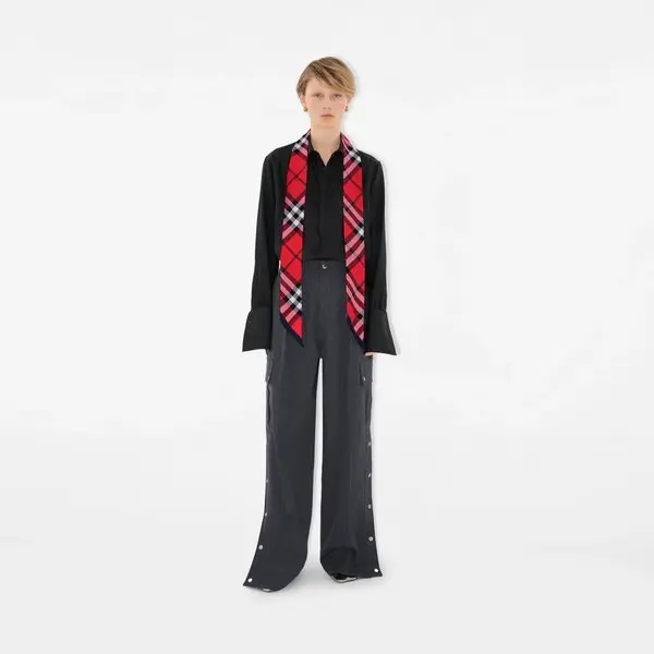 Burberry Check Pattern Silk Scarf - Red
