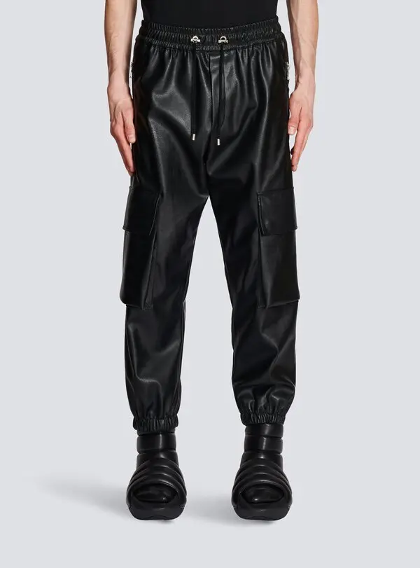 Balmain Faux Leather Cargo Trousers