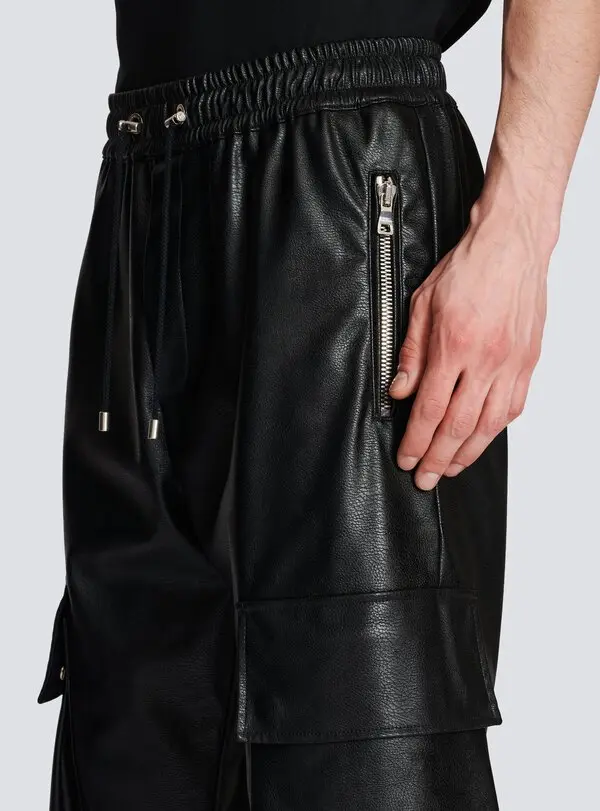 Balmain Faux Leather Cargo Trousers