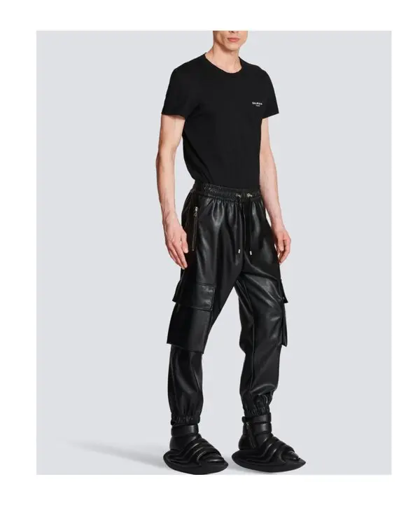 Balmain Faux Leather Cargo Trousers