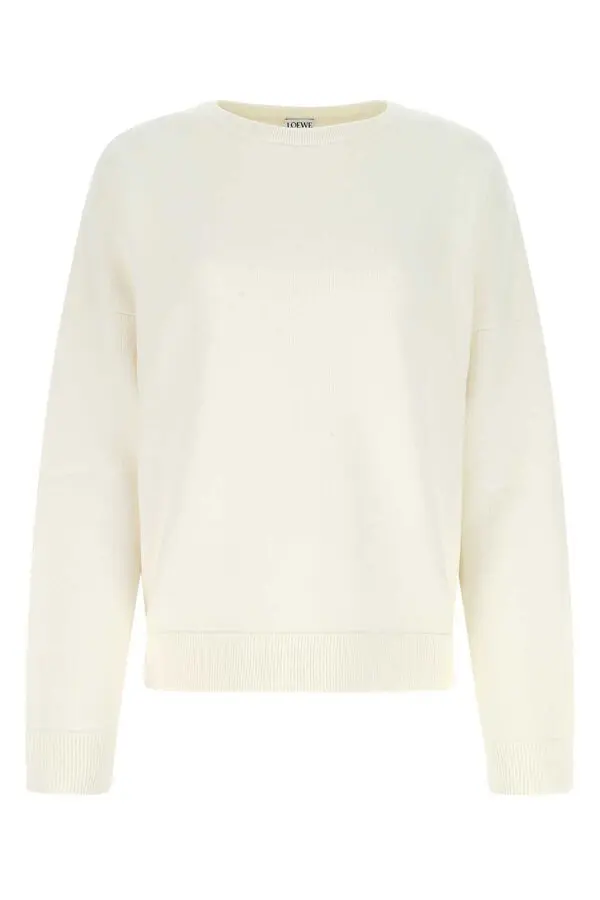 Loewe Cashmere Sweater With Embossed Anagram Label - White