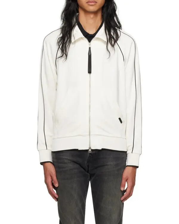 TOM FORD Logo Patch Zip-up Jacket - White